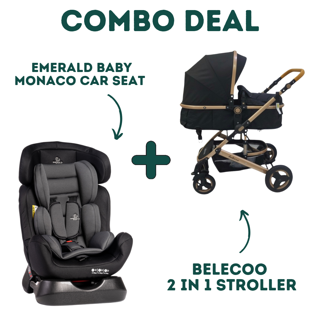 Emerald Baby Monaco Car Seat + 2 in 1 Belecoo Stroller (Black) – Babys ...