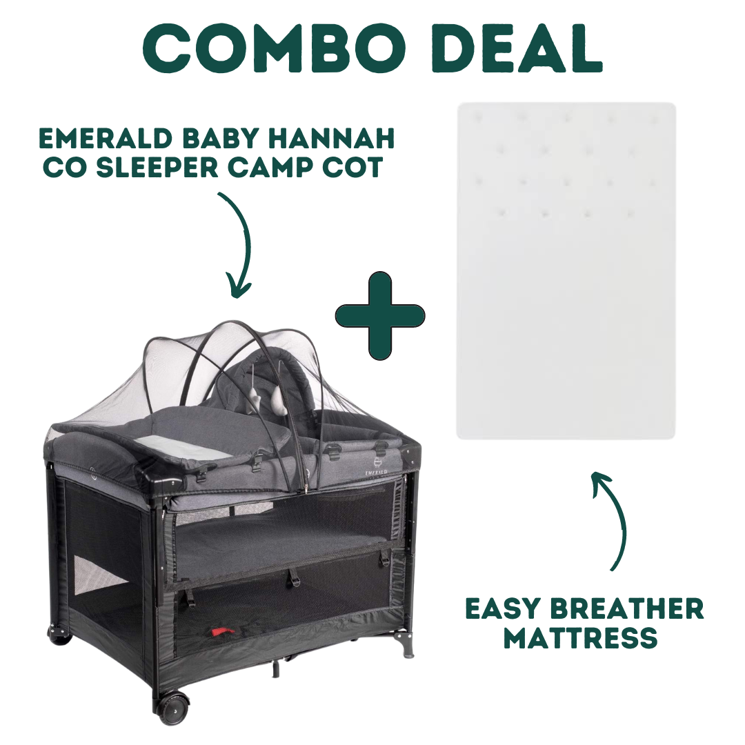 2 in 1 - Emerald Baby - Hannah Co Sleeper Camp Cot + Easy Breather Mat ...