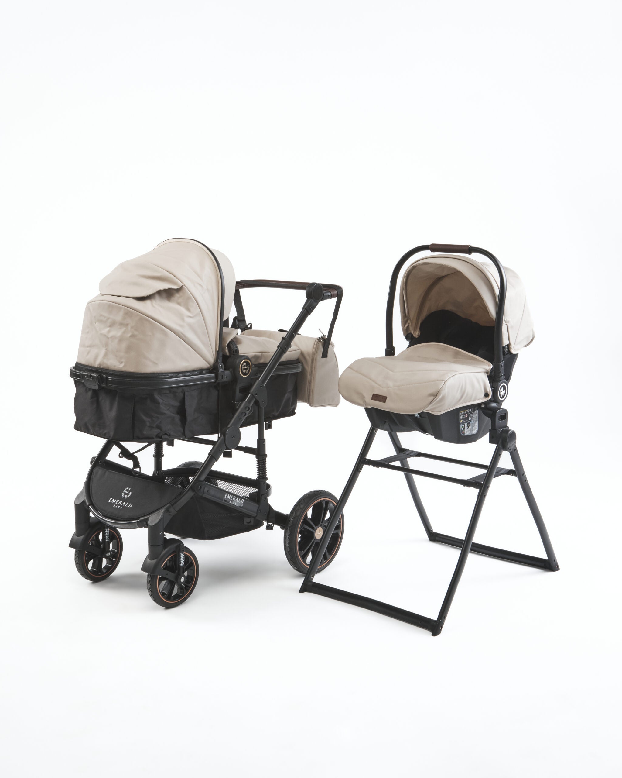 3 IN 1 Emerald Pu Beige N Black Plus Car Seat And Nappy Bag – Babys ...